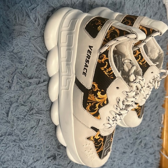 Versace | Shoes | White And Gold Real Versace Sneakers With The Box ...